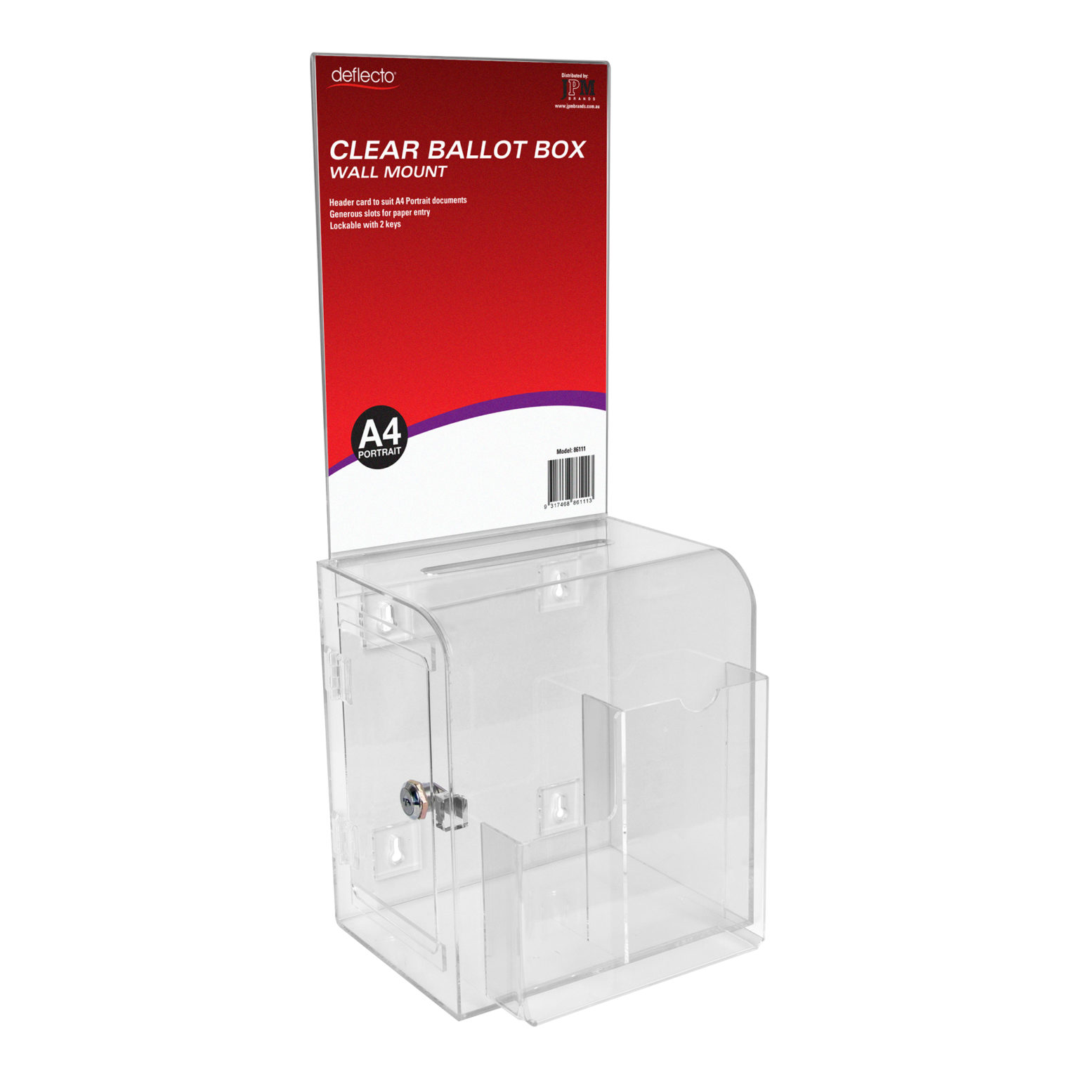 Ballot Box Wall Mount – A4 Portrait (Clear) - JPM International Pty Ltd.